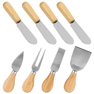 set of 8, wood handle cheese knives and spreaders, dakuan cheese slicer cheese cutter condiment knives set