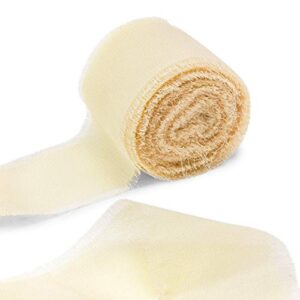 Chiffon Silk-Like Ribbons, 6-Yard Rolls for Weddings, Decorations and Gift Wrapping (Cream, 1.5 Inches Wide, 6 Rolls)