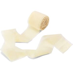 Chiffon Silk-Like Ribbons, 6-Yard Rolls for Weddings, Decorations and Gift Wrapping (Cream, 1.5 Inches Wide, 6 Rolls)