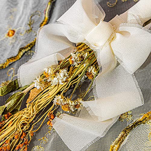 Chiffon Silk-Like Ribbons, 6-Yard Rolls for Weddings, Decorations and Gift Wrapping (Cream, 1.5 Inches Wide, 6 Rolls)