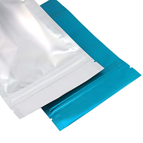 Clear Window Standup Colored Metallic Mylar Ziplock Bag (100 Bags) (Blue, Standup | 3.5oz)