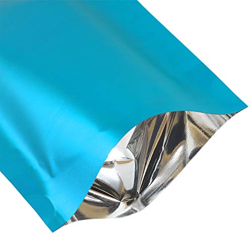 Clear Window Standup Colored Metallic Mylar Ziplock Bag (100 Bags) (Blue, Standup | 3.5oz)