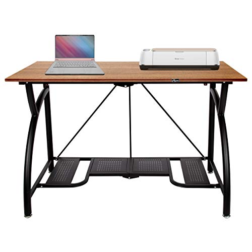 Origami Folding Computer Desk for Office Study Students Bedroom Home Gaming and Craft - Space Saving Foldable Desk Table, Fits Dual Monitors and Laptop, Collapsible, No Assembly Required (Wood, Large)