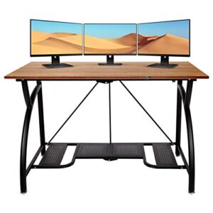 Origami Folding Computer Desk for Office Study Students Bedroom Home Gaming and Craft - Space Saving Foldable Desk Table, Fits Dual Monitors and Laptop, Collapsible, No Assembly Required (Wood, Large)