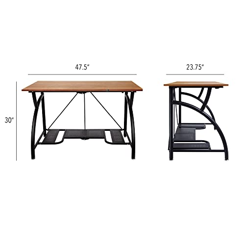 Origami Folding Computer Desk for Office Study Students Bedroom Home Gaming and Craft - Space Saving Foldable Desk Table, Fits Dual Monitors and Laptop, Collapsible, No Assembly Required (Wood, Large)