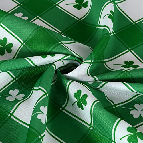 LUSHVIDA St.Patrick's Day Rectangle Table Cloth, 60 x 84 Inch - Shamrock Plaid Patterned Irish Clover Washable Microfiber Tablecloth Decorative Table Covers for Picnic Party, 100% Polyester, 150 GSM