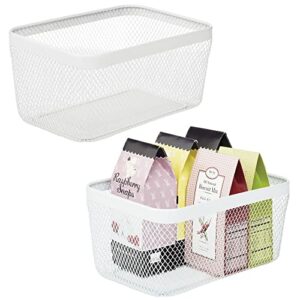 mdesign steel food storage organizer bin mesh basket, space saving for kitchen cabinets, countertop, pantry, fridge, freezer organization, canned food, sugar, flour, meshi collection - 2 pack - white