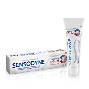 sensodyne sensitivity & gum whitening toothpaste, toothpaste for sensitive teeth & gum problems, 3.4 ounces