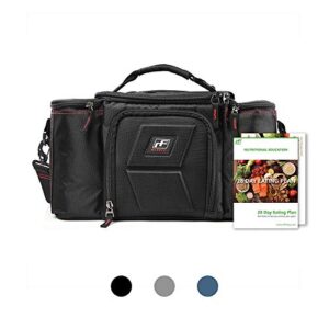 ritfit upgraded meal prep lunch bag with 3 containers for men and women, large lunch box for gym,work,and trips, come with shoulder strap,ice packs and free recipes