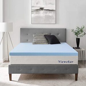 viewstar memory foam mattress topper queen, 3 inch cooling gel infused memory foam mattress topper for back pain, thick and soft ventilated design, certipur-us certified (59 x 79 x3 inch)