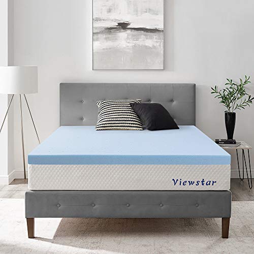 viewstar Memory Foam Mattress Topper Queen, 3 Inch Cooling Gel Infused Memory Foam Mattress Topper for Back Pain, Thick and Soft Ventilated Design, CertiPUR-US Certified (59 x 79 x3 inch)