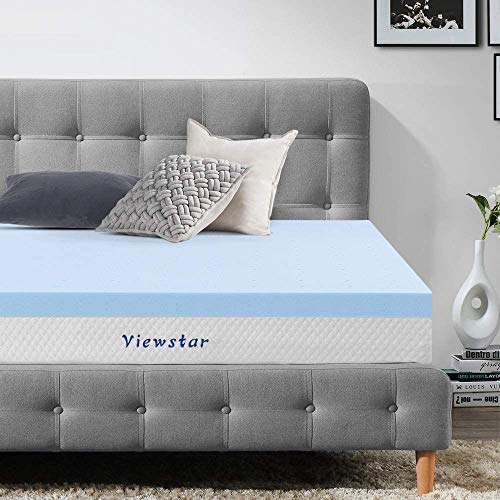 viewstar Memory Foam Mattress Topper Queen, 3 Inch Cooling Gel Infused Memory Foam Mattress Topper for Back Pain, Thick and Soft Ventilated Design, CertiPUR-US Certified (59 x 79 x3 inch)