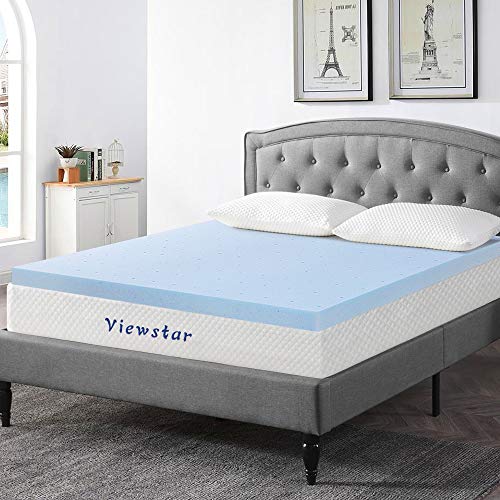 viewstar Memory Foam Mattress Topper Queen, 3 Inch Cooling Gel Infused Memory Foam Mattress Topper for Back Pain, Thick and Soft Ventilated Design, CertiPUR-US Certified (59 x 79 x3 inch)