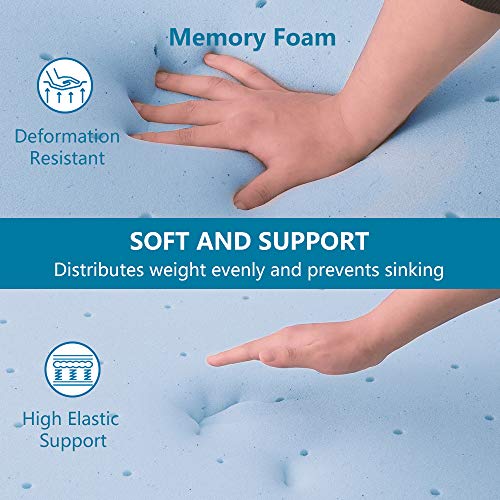 viewstar Memory Foam Mattress Topper Queen, 3 Inch Cooling Gel Infused Memory Foam Mattress Topper for Back Pain, Thick and Soft Ventilated Design, CertiPUR-US Certified (59 x 79 x3 inch)