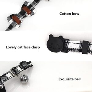 SLSON 4 Pack Cat Collars Breakaway with Bell Cat Collars with Cute Bowtie for Pet Kitten Cats and Small Dogs Pets Adjustable from 8-11In (Plaid)