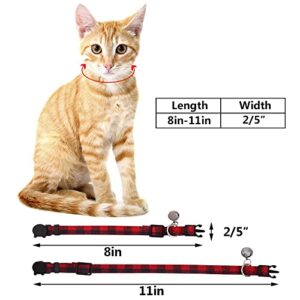 SLSON 4 Pack Cat Collars Breakaway with Bell Cat Collars with Cute Bowtie for Pet Kitten Cats and Small Dogs Pets Adjustable from 8-11In (Plaid)