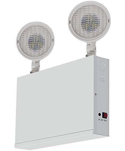 LFI Lights | NYC Approved Emergency Light | Steel Housing | Two LED Adjustable Round Heads | Hardwired with Battery Backup | UL Listed | (2 Pack) | EL-STLED