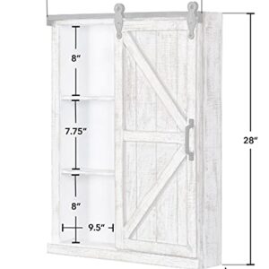 FirsTime & Co. Off-White Winona Barn Door Mirrored Cabinet, Storage with Shelves for Bathroom, Kitchen and Office, Wood, Farmhouse, 28 x 21 Inches