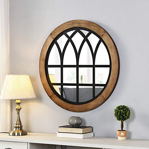 FirsTime & Co. Covington Farmhouse Black Arch Mirror, American Crafted, Rustic Brown, 30 x 1.1 x 30 ,