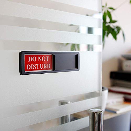 Privacy Sign - Do Not Disturb/Welcome Sign for Home Office Restroom Conference Hotel Hospital, Easy to Read Non-Scratch Magnetic Slider Door Indicator Sign with Clear, Bold & Colored Text - Black