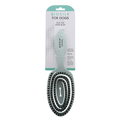 BioSilk for Dogs Eco-Friendly Boar Hair Bristle Brush in Mint Green | Easy to Hold Ergonomic Handle Dog Brush for Shedding | Best Pet Brush for Dog Grooming