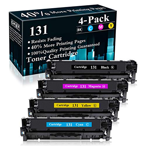 4 Pack (BK/C/M/Y) Cartridge 131 Remanufactured Toner Replacement for Canon Color MF8280Cw MF8230Cn MF620C MF621Cn MF624Cw MF628Cw MF623Cn MF626Cn LBP7110Cw LBP5050 MF8280Cw MF8230Cn Printer