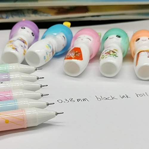 Baby bells Cartoon Small Fresh Japanese Doll colored gel pens, writing 0.38mm black ink roll pen (12PCS)