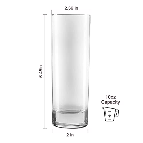 Glass Cups 10 oz,QAPPDA Clear Highballl Glass Cocktail Glass Drinking Glasses For Kitchen,Heavy Base Water Cup For Juice,Cocktails,Beverages,Drinking Cups Beer Cups Set Of 12 KTY1002