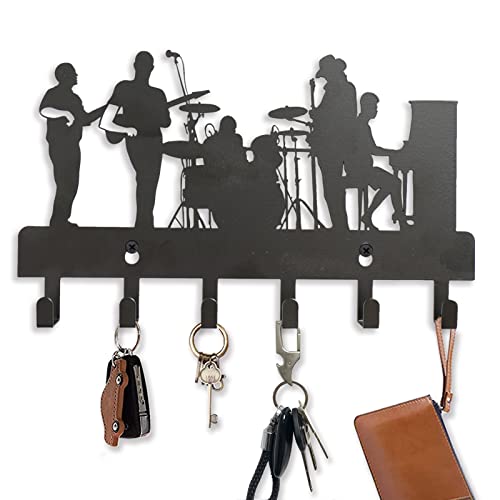 Homie Bay Key Hooks 12 Inch Metal Personalized Modern Home Entryway Small Wall Mounted Mail and Key Holder Hanger Ring Key Rack Organizer for Music Room Wall Decorative, Black.