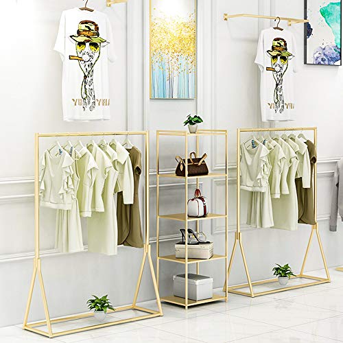 Floorstanding Wild Clothes Rail,Iron Environmental Protection Heavy Duty Clothes Rail,Simple, Solid/Golden / 120cm