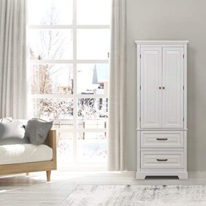 Teamson Home St James Linen Tower with 2 Doors and 2 Drawers with White Finish