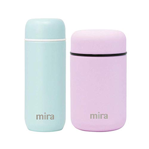 MIRA Kids Lunch Bundle with 7oz Insulated Bullet Flask (Pearl Blue) and 13.5oz Insulated Food Jar (Lilac)