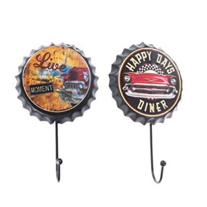 garneck metal clothes hanger 2pcs coat hooks,retro iron beer bottle cap decorative hooks, bag organizer hanging hooks key holders bar decoration clothes rack wall hook heavy duty coat hangers