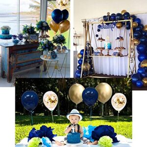 Boy's Party Decorations 60pcs 12in Navy Gold Confetti Metallic Chrome Balloons for Baby Shower Birthday Wedding Party Decorations