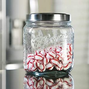 Mason Craft & More Airtight Kitchen Food Storage Clear Glass Pop Up Lid Canister, Medium 2.7 Liter Pop Up Canister