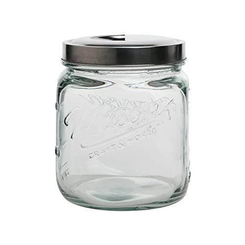 Mason Craft & More Airtight Kitchen Food Storage Clear Glass Pop Up Lid Canister, Medium 2.7 Liter Pop Up Canister