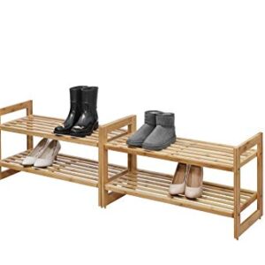 TRINITY Basics 2-Tier Stackable Bamboo (2 Pack) Shoe Rack