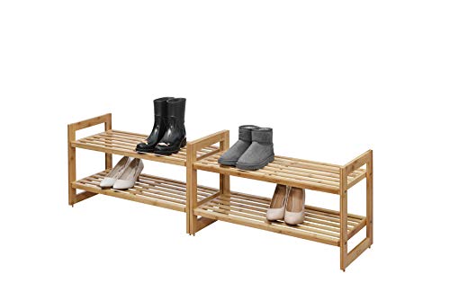 TRINITY Basics 2-Tier Stackable Bamboo (2 Pack) Shoe Rack