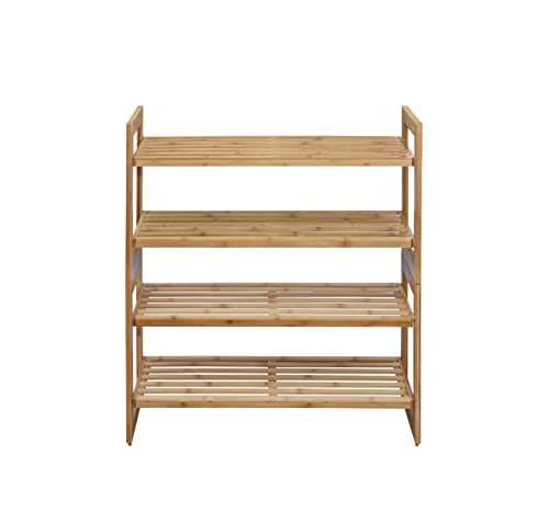 TRINITY Basics 2-Tier Stackable Bamboo (2 Pack) Shoe Rack