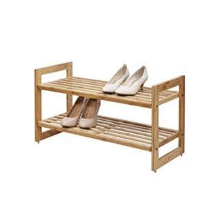 TRINITY Basics 2-Tier Stackable Bamboo (2 Pack) Shoe Rack