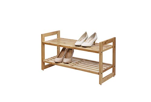 TRINITY Basics 2-Tier Stackable Bamboo (2 Pack) Shoe Rack