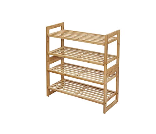 TRINITY Basics 2-Tier Stackable Bamboo (2 Pack) Shoe Rack