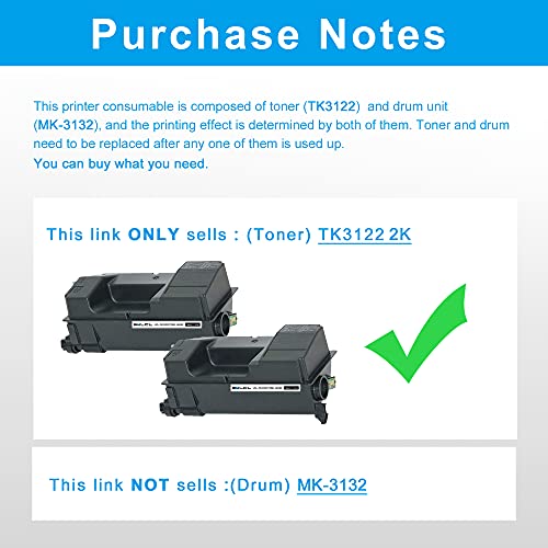 LCL Compatible Toner Cartridge Replacement for Kyocera TK3122 TK-3122 1T02L10US0 ECOSYS M3550idn FS-4200DN (2-Pack Black)