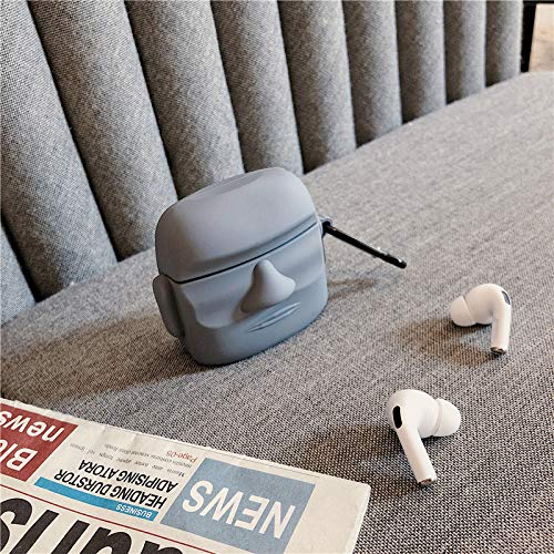 BONTOUJOUR Case Compatible with AirPods Pro, Creative Art Style Man Stone Status Shape Case, Stylish Soft Silicone Earphone Protection Skin for AirPods Pro +Hook