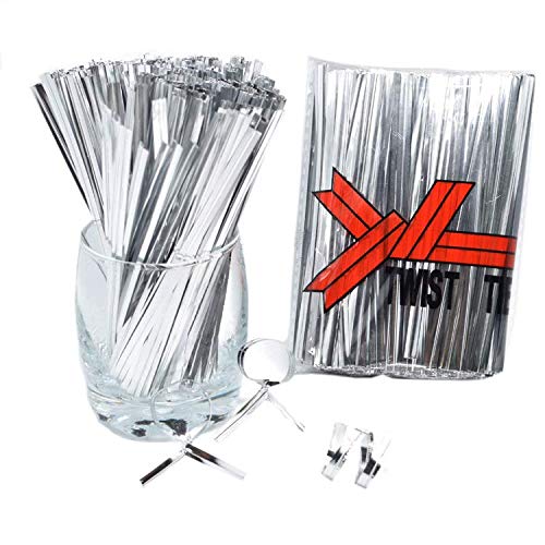 4 Inch Metallic Twist Ties-800 Pieces Plastic Cable Ties Foil Twist Ties for Bread Candy Bags, Gift Bags, Party Cello, Cake Pops (Silver)