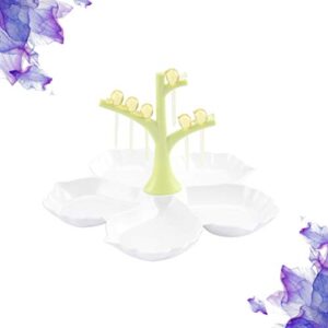 TOPBATHY Appetizer Serving Platters Compartment Plate Dividers 4 Sectional Tray with Food Picks Fruit Snacks Candy Nut Dessert Condiment Dish Holder (Light Green)