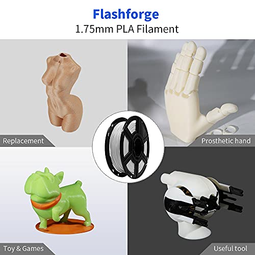 Flashforge PLA Filament 1.75mm, 3D Printer Filaments 0.5kg Spool-Dimensional Accuracy +/- 0.02mm for Adventurer 3 Series (White)