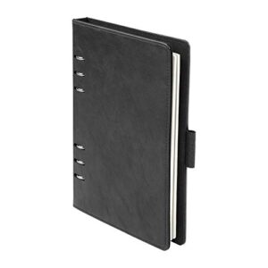 oxford 6-ring professional notebook, 7 x 9 inch, refillable notebook, ivory paper, 100 sheets, black faux leather cover (90004)