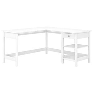 bush furniture broadview l shaped computer desk with storage, 60w, pure white