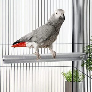 Wontee Bird Perch Stand Stainless Steel Parrot Cage Perch Accessories for Parakeets Cockatiels Conures African Greys Macaws Amazon Parrots (XL (11.8"x1.3")